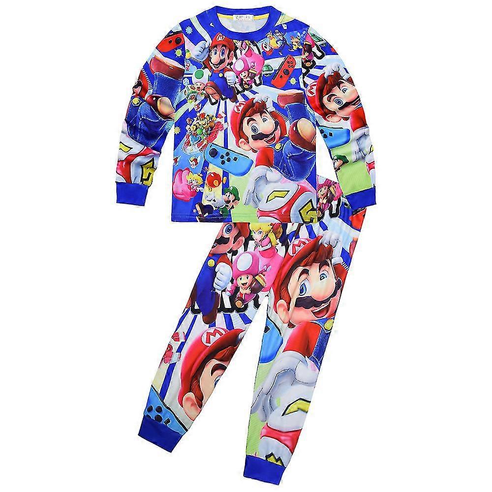 4-9 Years Super Mario Bros Printed Children Pajamas Set Pjs Sleepwear ...