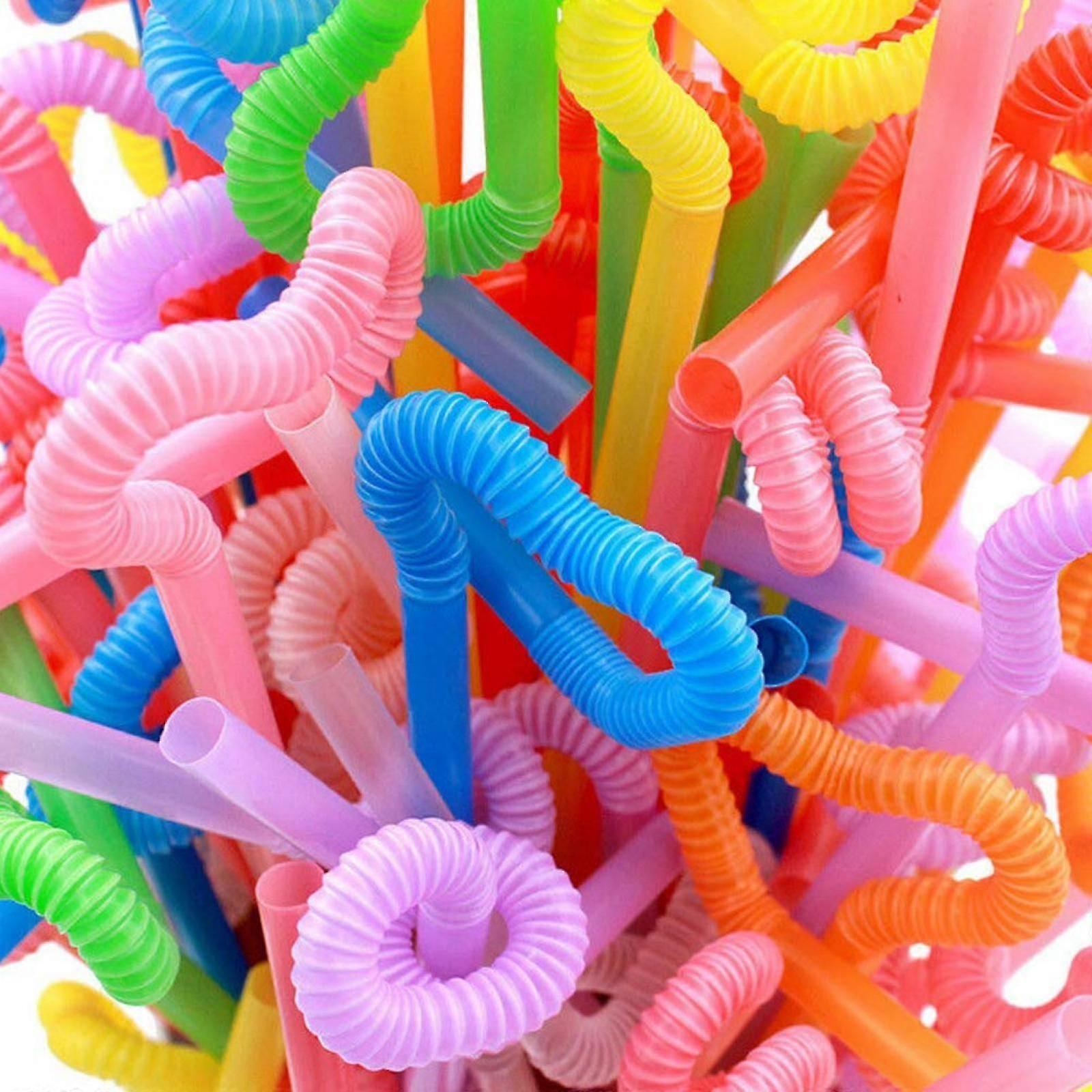 Disposable Colorful Drinking Straws, 13inch Flexible Straws, Random ...