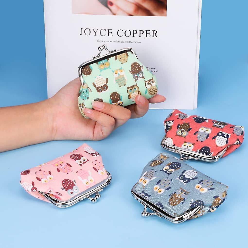 4pcs Cute Coin Purse Vintage Owl Change Purse Clasp Small Wallet Coin ...