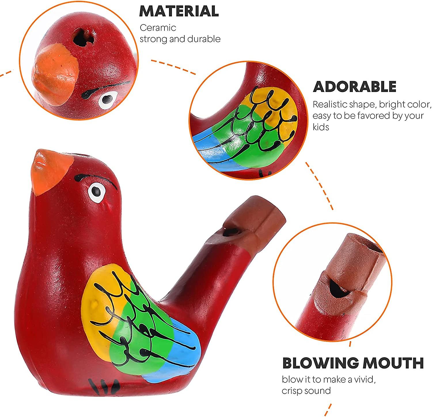 6Pcs Colorful Ceramic Water Bird Whistles Toy Funny Bath Musical Toys ...