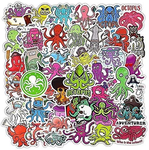 Octopus Stickers 50 Pcs Vinyl Waterproof Octopussticker Pack For Water ...