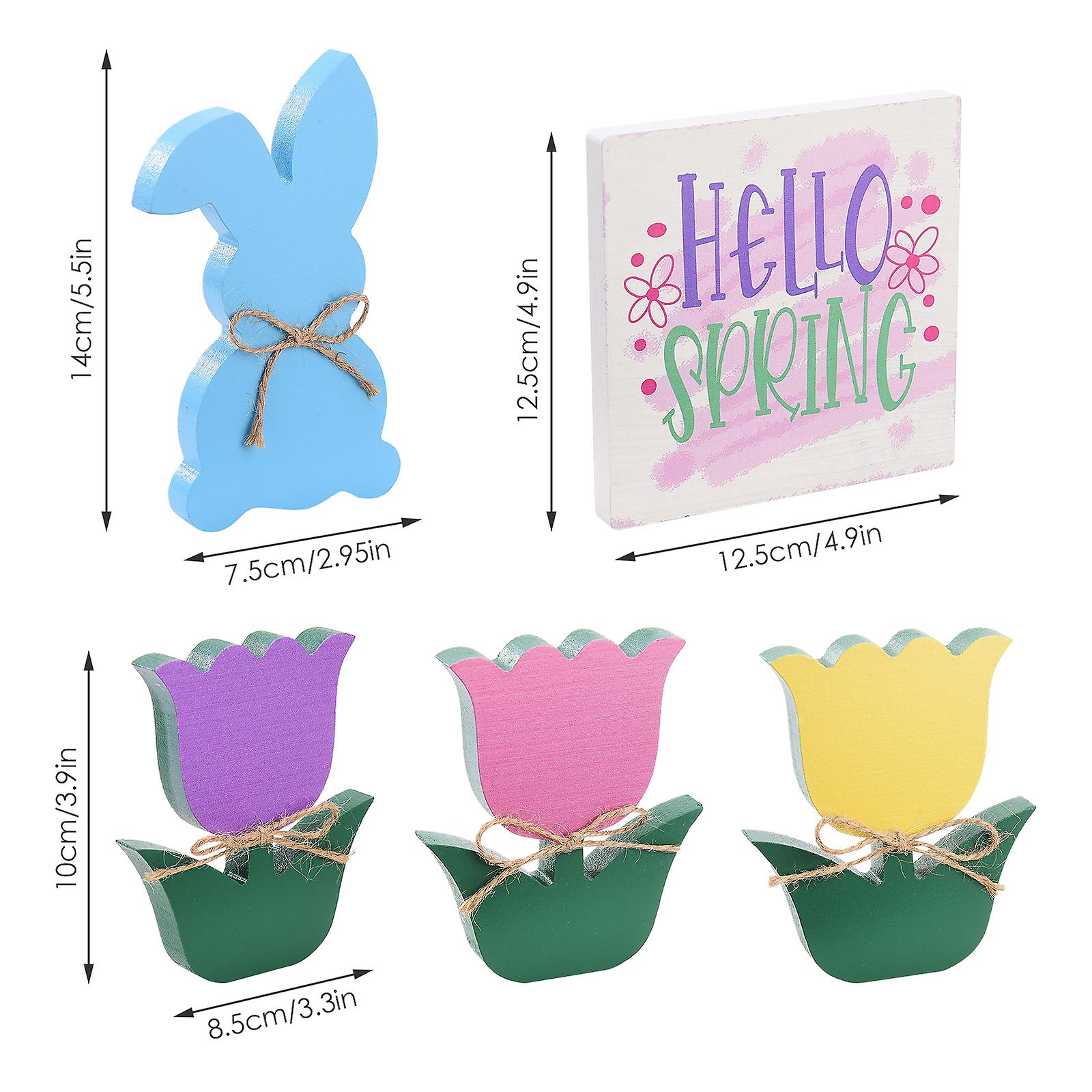 Easter Wooden Bunny Cutouts Rabbits Flowers Table Wooden Sign Cute ...