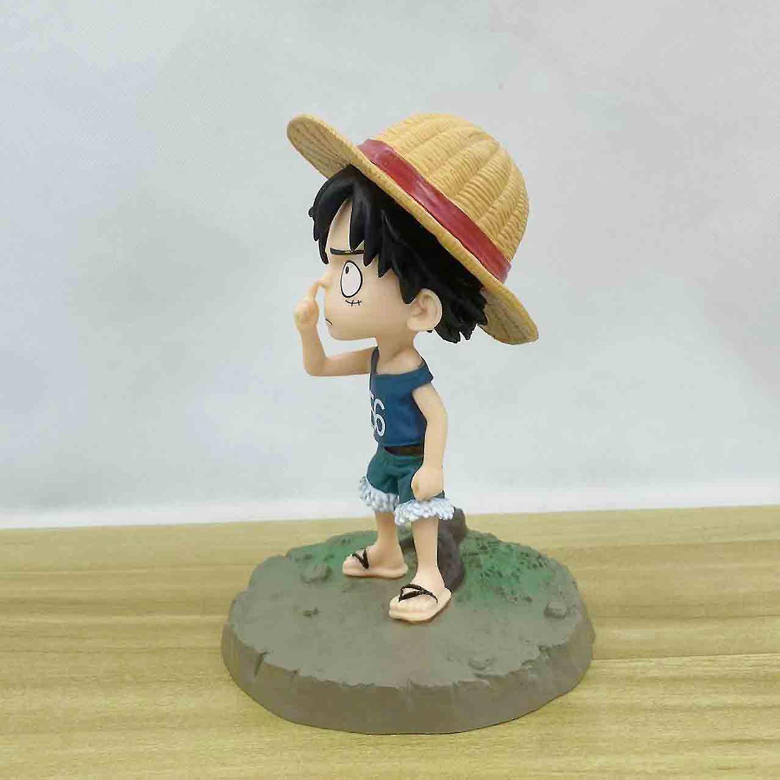 One Piece Q Version Luffy Figurine Stand Posture With Stable Base Figurine For Classic Cartoon ...