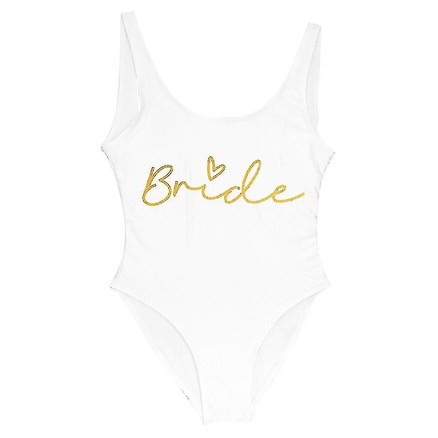 S-3xl Gold Print Team Bride One-piece Swimsuit Squad Women Swimwear ...
