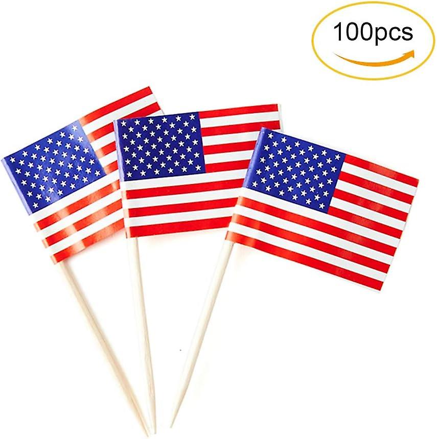 Usa Flag American Toothpick Mini Stick Flags Decorations (100 Pcs ...