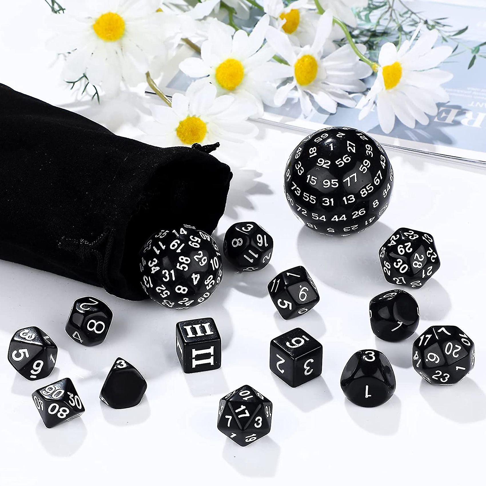 15Pieces Complete Polyhedral DND Dice Set D3-D100 Spherical Dice Set ...