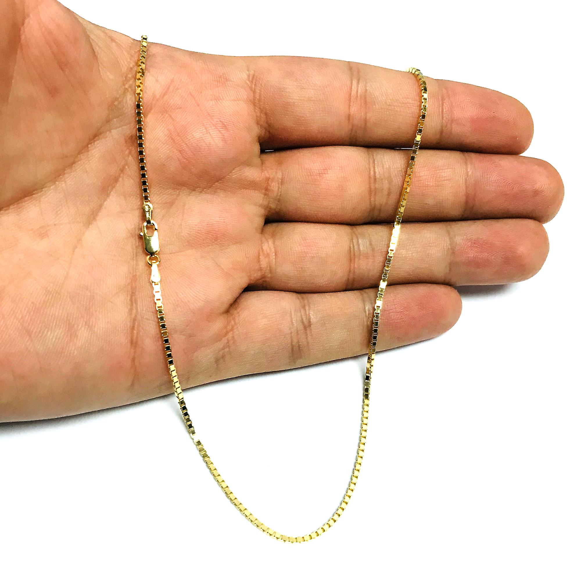 14k Yellow Solid Gold Mirror Box Chain Necklace, 1.4mm | Fruugo UK