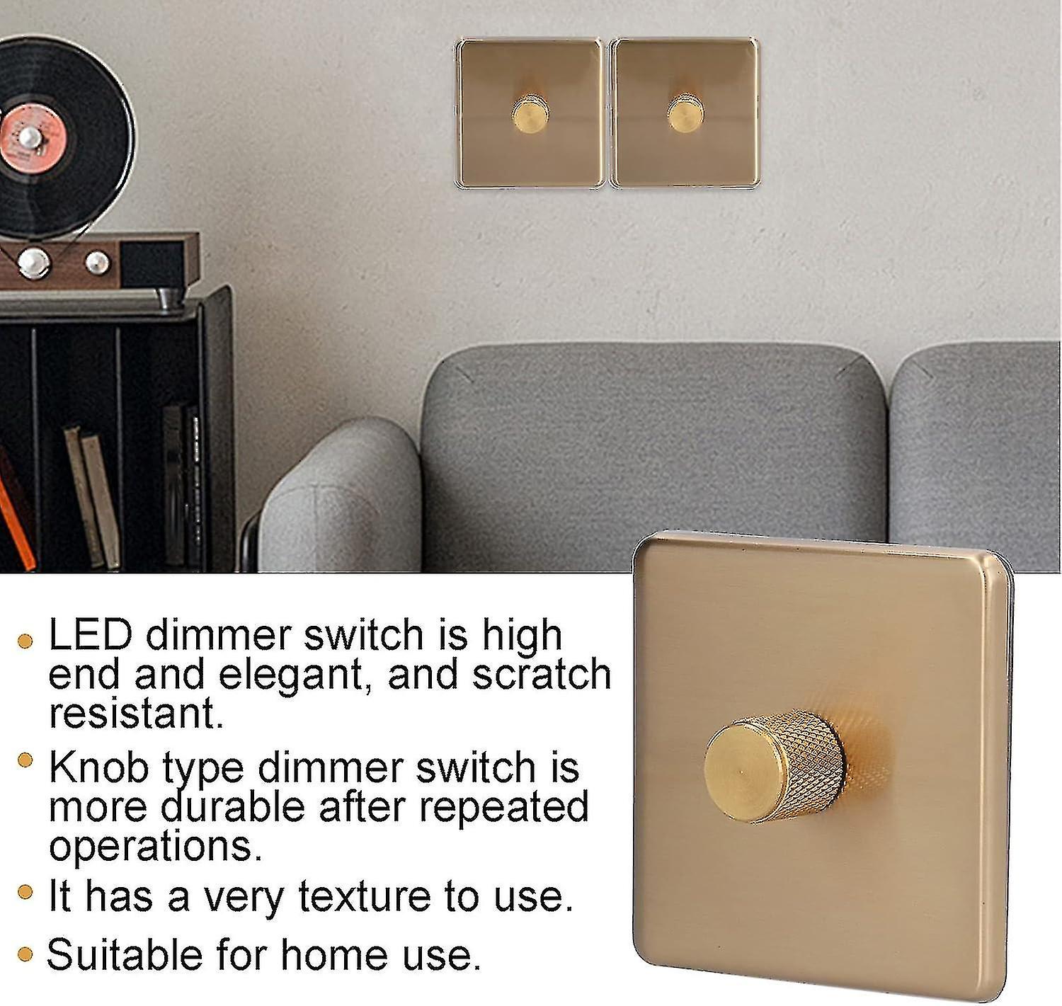 Dimmer led light dimmer 86x86mm brushed brass switch for home led ...