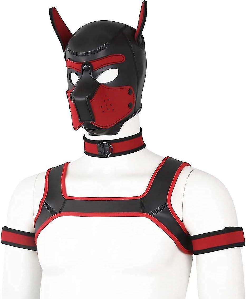 Adults Neoprene Puppy Hood Mask, Removable Cosplay Dog Full Face Pup ...