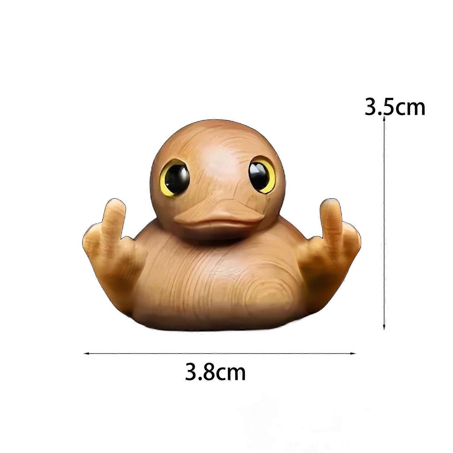 Wooden Middle Finger Duck Figurine Little Yellow Duck Statue Sculpture ...
