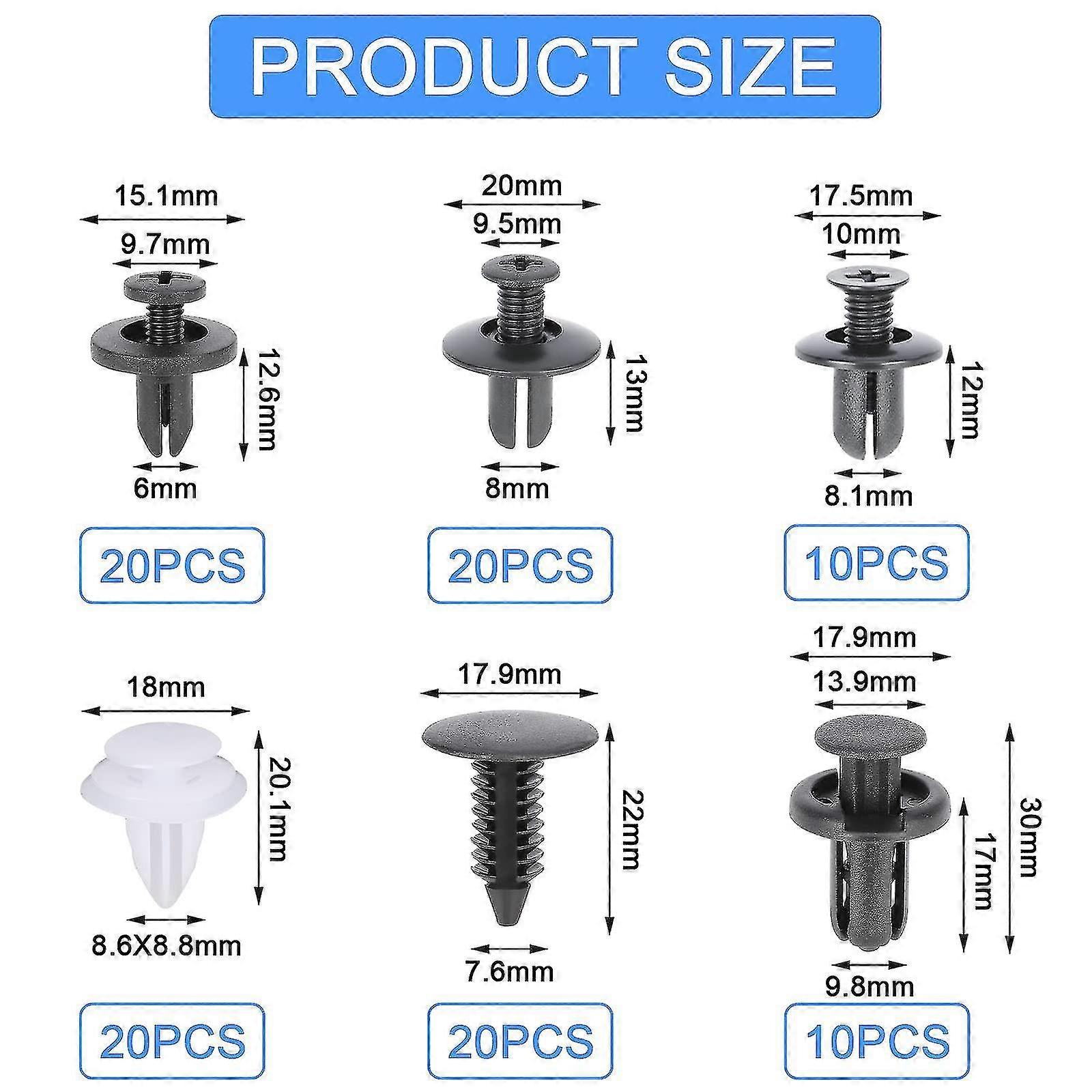 Plastic Rivet Clips, 100 Pieces Universal Car Clips, Plastic Rivet ...