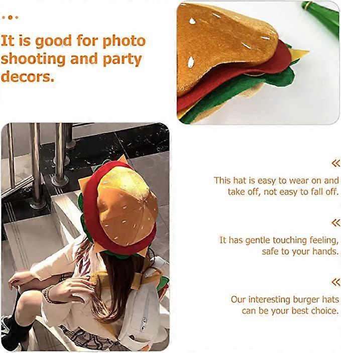 Funny Burger Hat Fast Food Hats Plush Costume Accessory Halloween ...