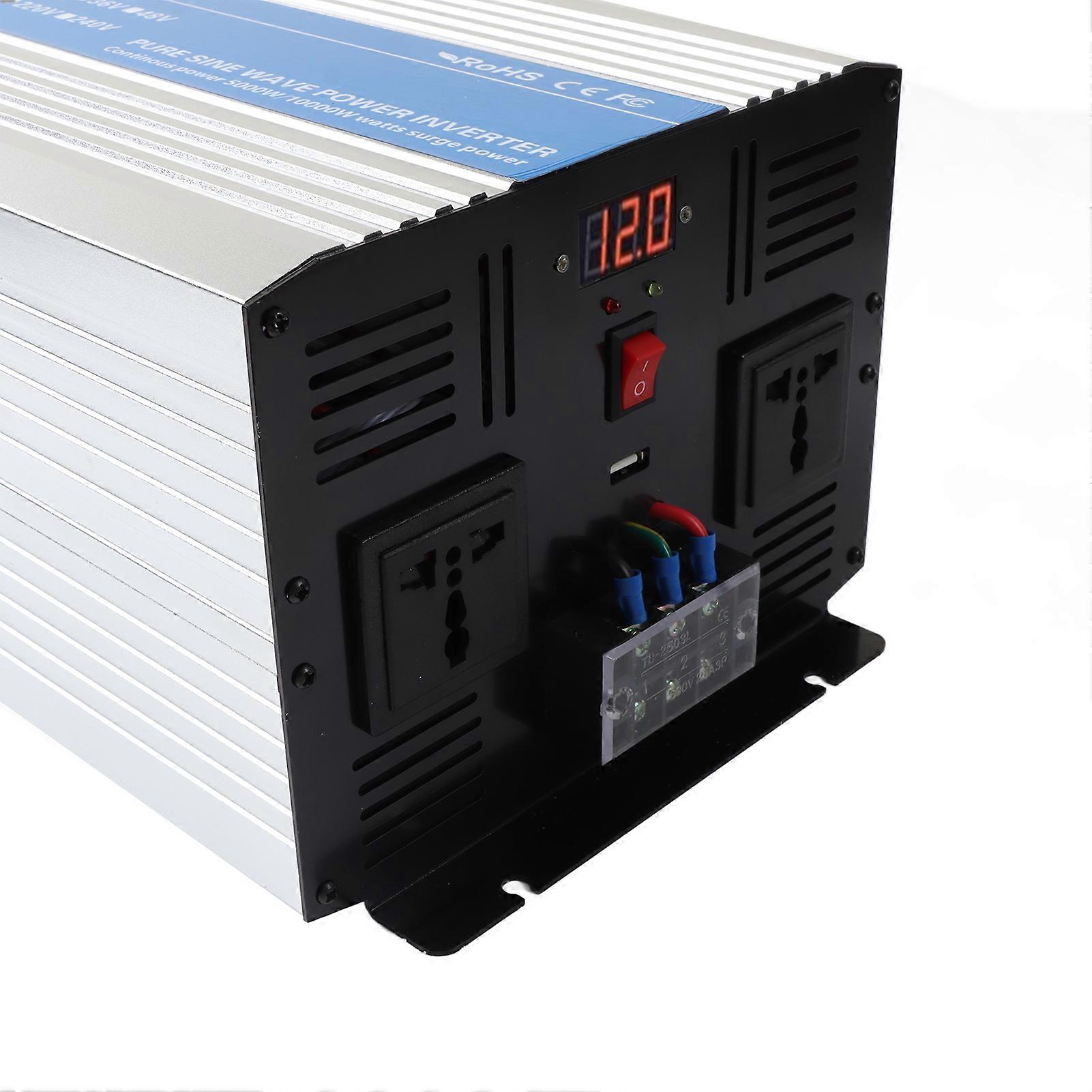 5000W Pure Sine Wave Inverter 2 AC Outlets LED Digital Display Car ...