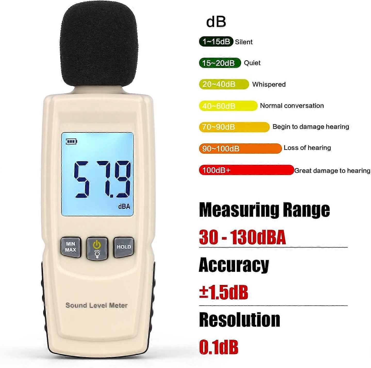 Portable sound level meter with backlight (beige-white) | Fruugo UK