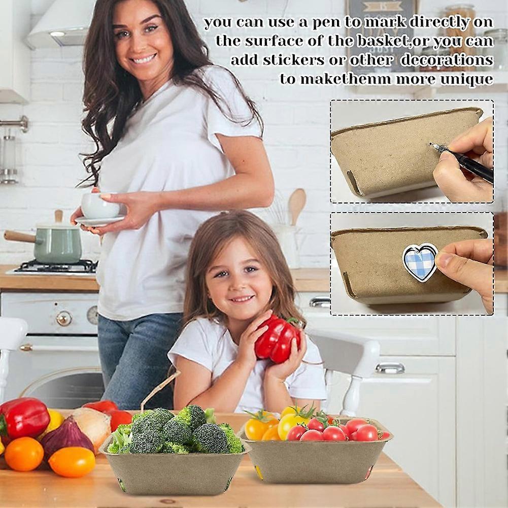 50 Pack Pulp Fiber Berry Basket for Picking Fruit, Molded Berry Basket ...