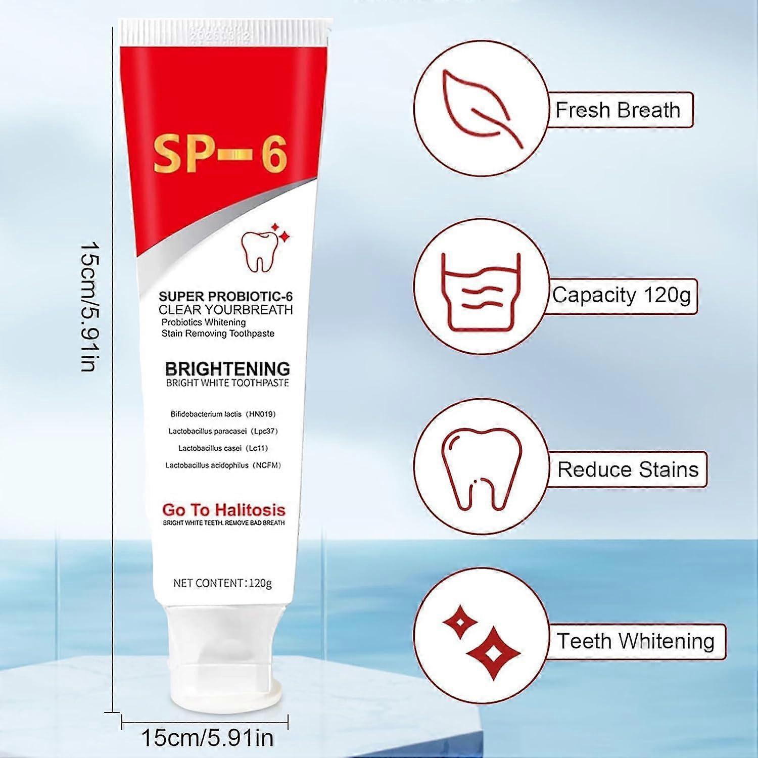 Probiotics Bright White Toothpaste,Fresh Breath,Super Probiotic-6 ...
