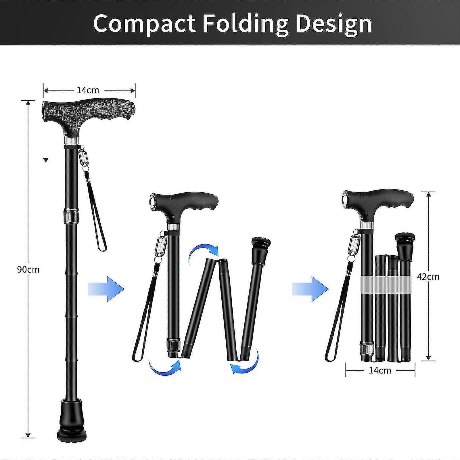 Folding Walking Stick With Light, Foldable Walking Sticks For Men ...