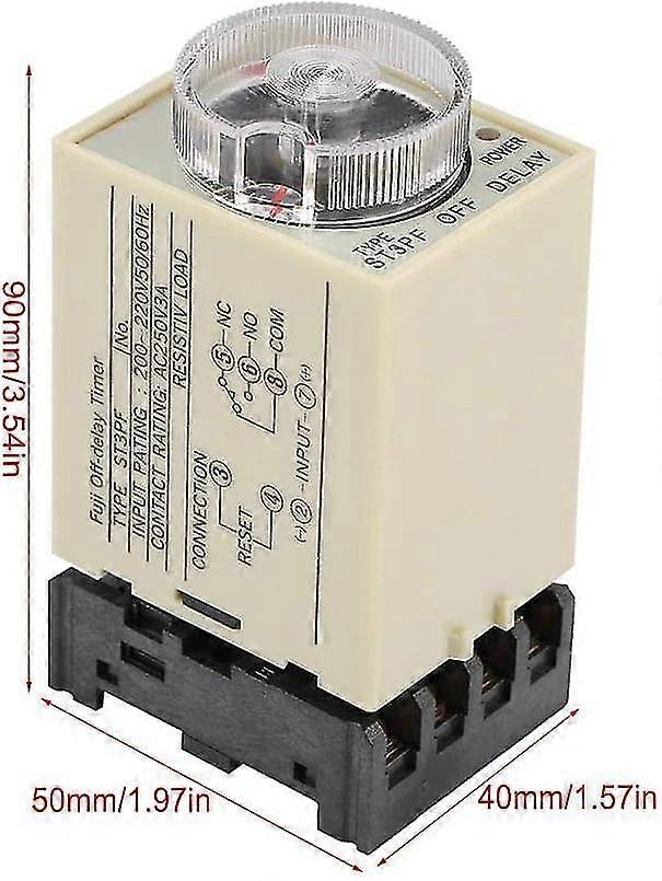 Timer Relay Knob Control Time Relay 0-30s Power Off Delay With Base Ac 220v St3pf, Relay | Fruugo PL