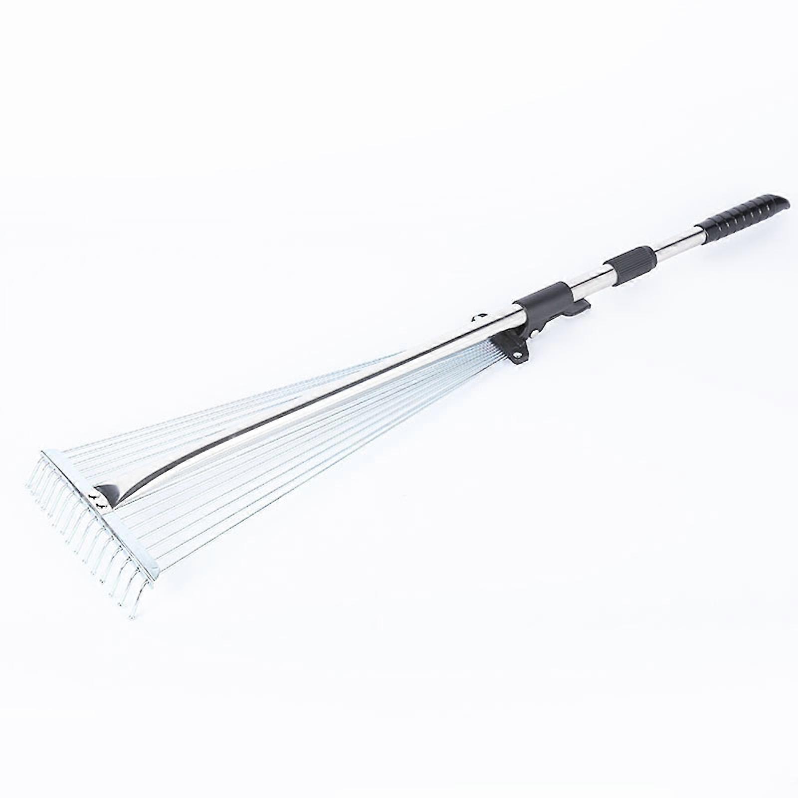 Ergonomic Garden Rake with Lightweight Aluminum Adjustable Handle ...