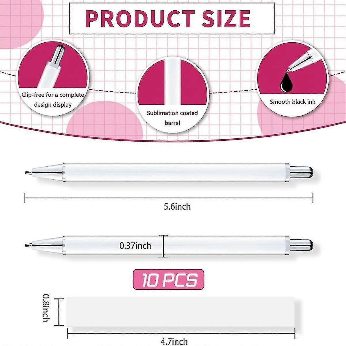 10PCS Sublimation Pen Blank Without Pinch Shrink Packaging, Heat ...