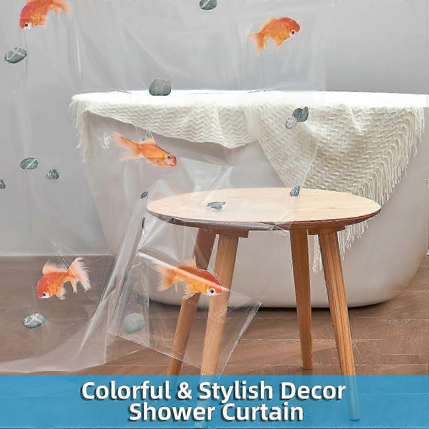 unique Goldfish Clear Shower Curtain, 78" W x 72" L Waterproof ...