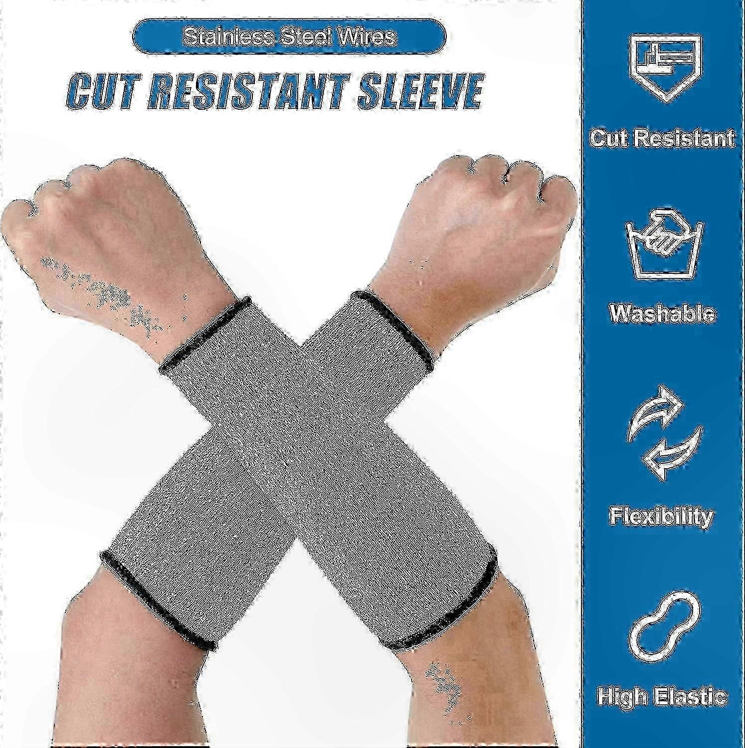 2 Pairs Cut Resistant Sleeve Arm Protection Sleeves Level 5 Protection ...
