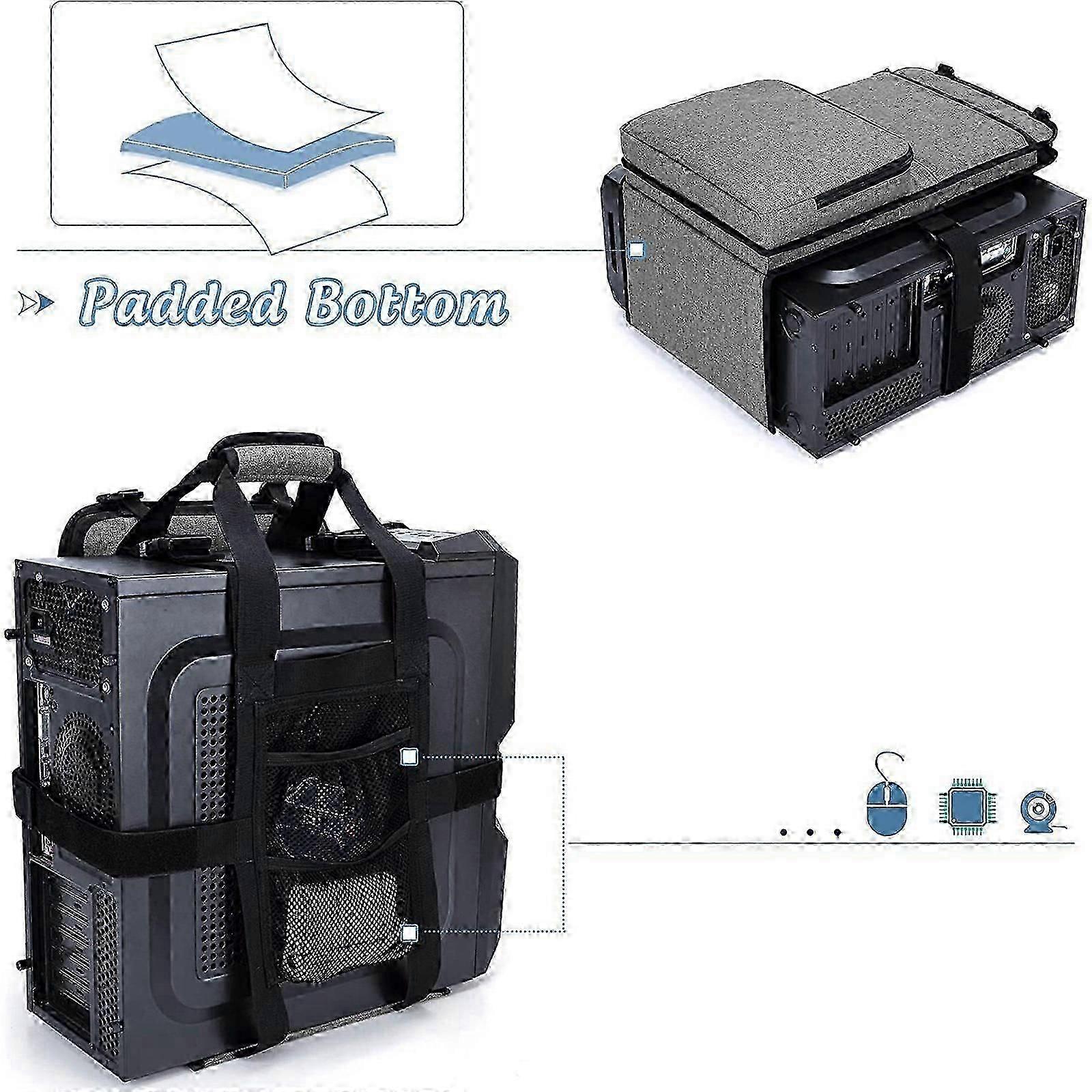 PC Desktop Carrying Case with Multiple Storage Pocket Bag for Keypad ...