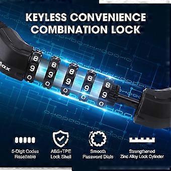 Bike Chain Lock, 8mm*1m Heavy Duty Chain Lock with 5-Digit Resettable ...