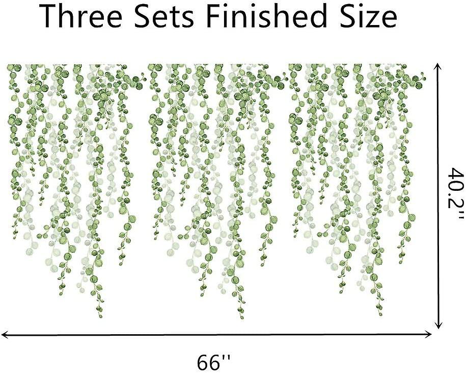 6 Sheets Hanging String Of Pearls Vine Wall Stickers Leaves Green ...