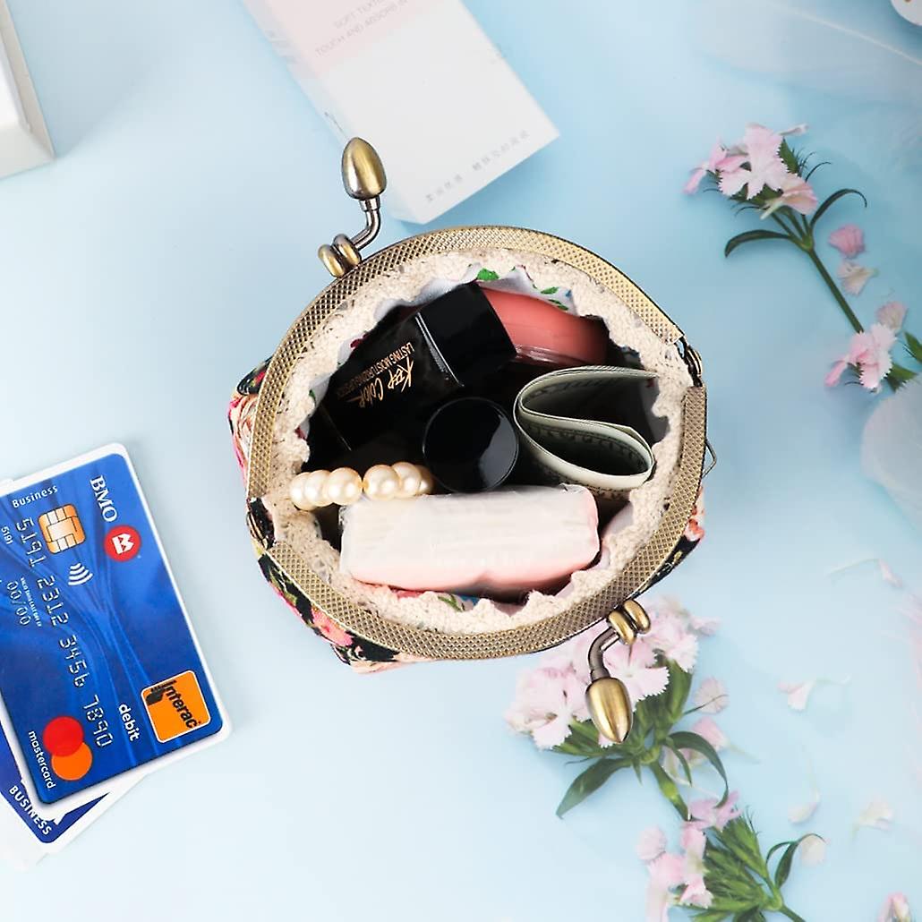 Heytea Coin Purse Canvas with Clasp Closure Wallet Coin Pouch Kisslock ...