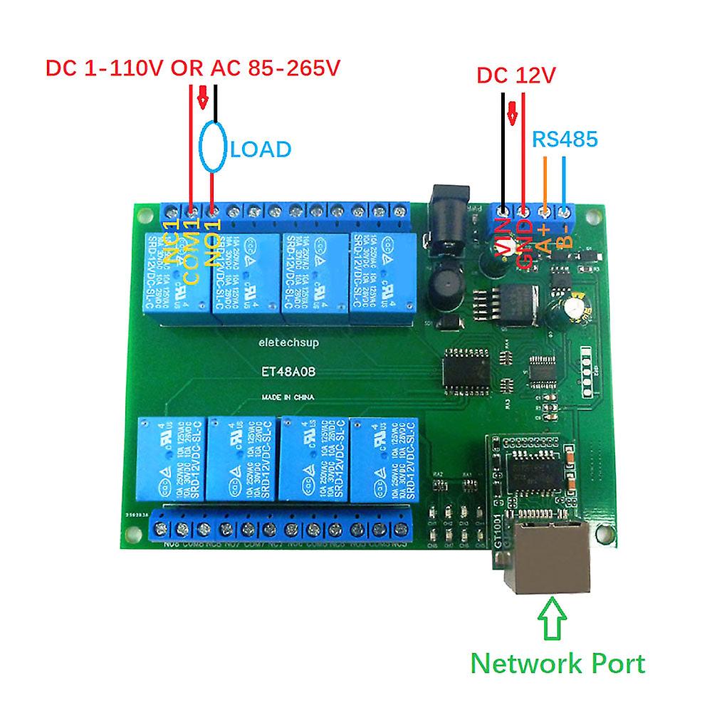 Dc 12v 8 Kanal Ethernet Relais Netzwerk-Switch Modbus MQTT TCP UDP Web HTTP RS485 / TCP Timer ...