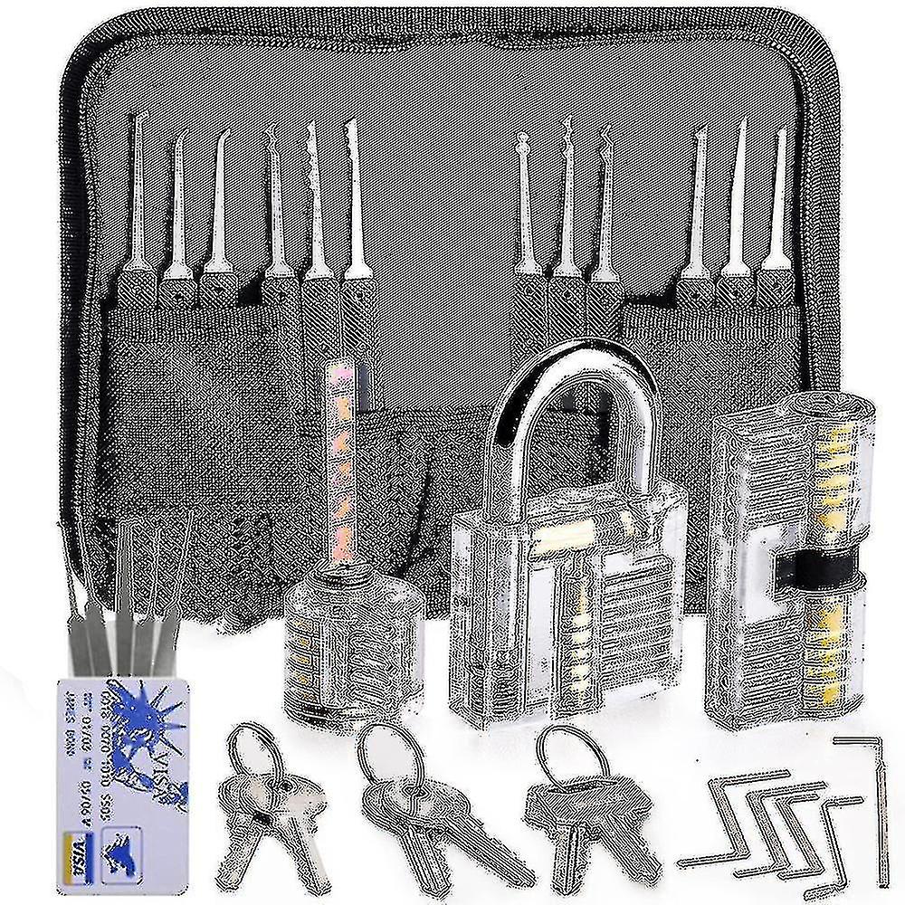 30-piece Lock Picking Set, Lock Pick Set With 3 Transparent Training Locks And Instructions ...