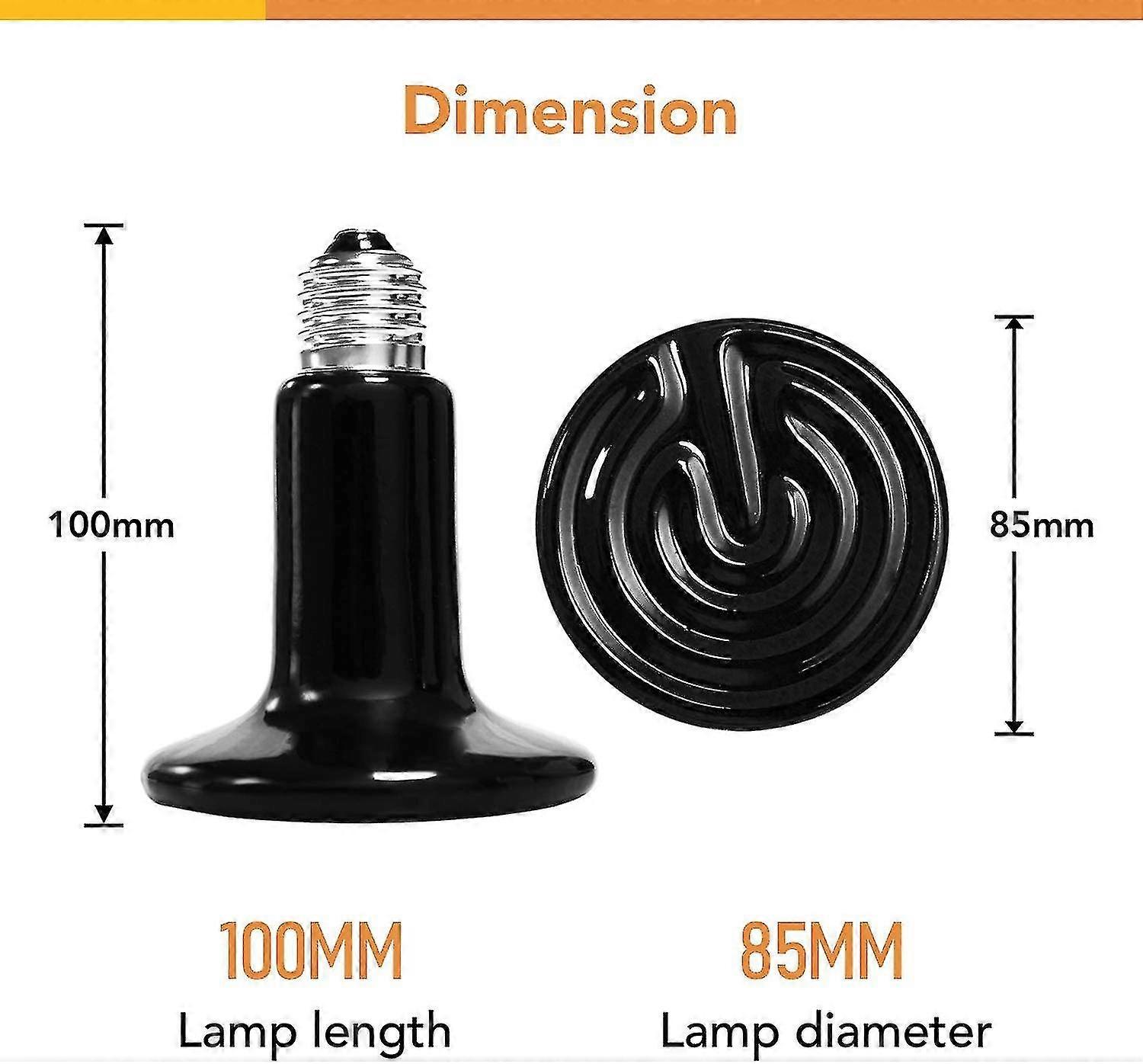 150w Reptile Ceramic Heat Emitter Heat Lamp Non-glowing Brooder Light ...