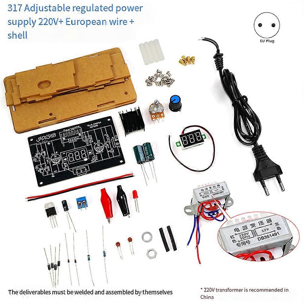 LM317 Adjustable Regulated Power Supply DIY Kit LM317 AC 220V to DC 1. ...