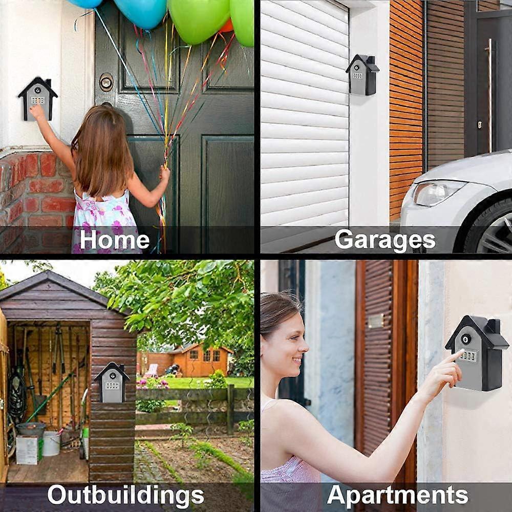 Wall-Mounted Secure Key Box Key Box with Digital Code & Emergency Keys ...