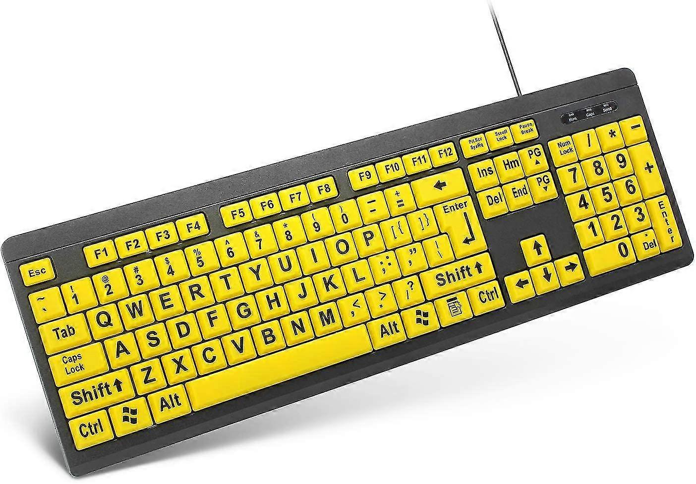 Large Print Computer Keyboard, Wired Usb High Contrast Keyboard With ...