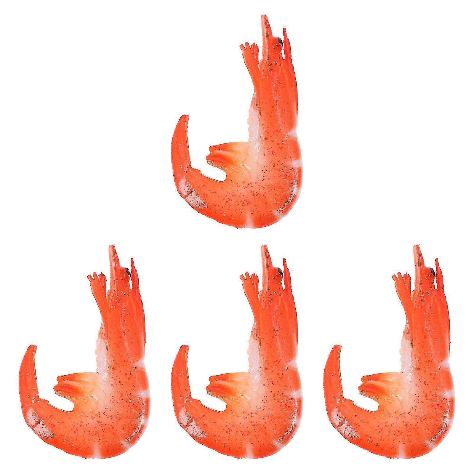 4pcs Artificial Shrimp Model Lifelike Red Prawn Figurine Kids Animal ...