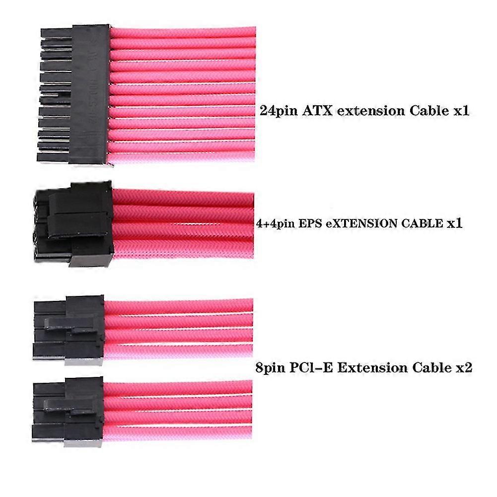1set Psu Extension Cable Kit, 30cm Atx24pin Pci-e8pin Cpu8pin Power ...