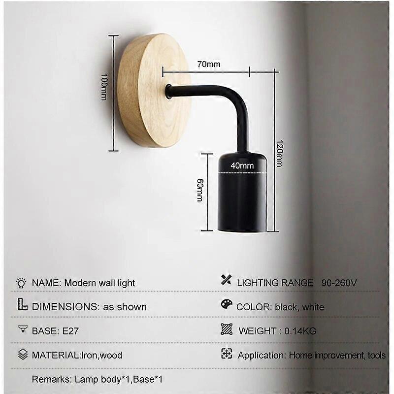 Wood Wall Lamp Vintage Industrial Wall Lights Dimmable Retro E27 Light ...