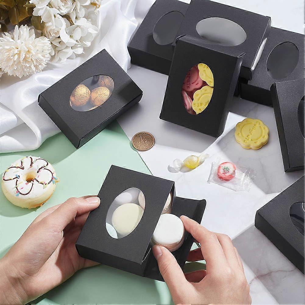 25 Pcs Paper Boxes with Window 3.74x2.76x1.1 Inch Rectangle Folding ...