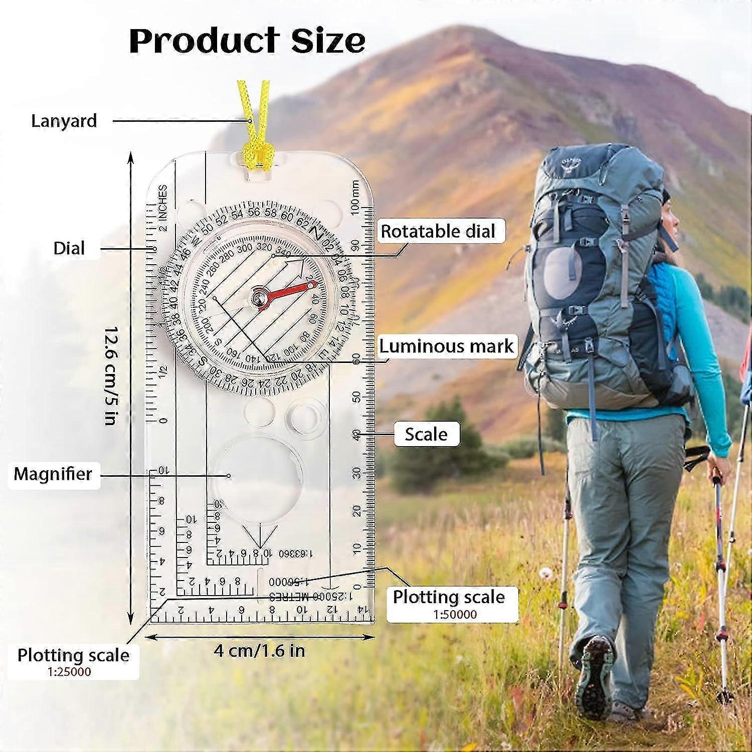 Navigation Compass, Orienteering Compass Portable Walking Compass Adjustable Declination ...