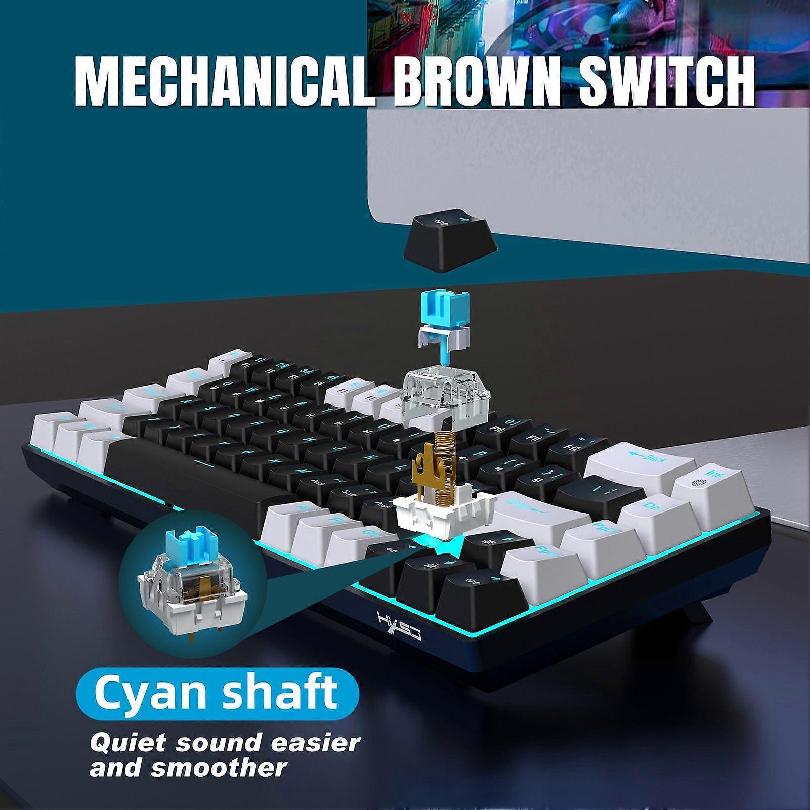 Wired Mechanical Keyboard 68 Keys Hot Swap Blue Switch Backlight ...
