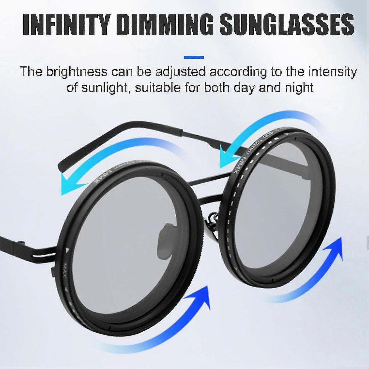Adjustable Tint Polarized Round Sunglasses with ND9 Stepless Adjustable ...