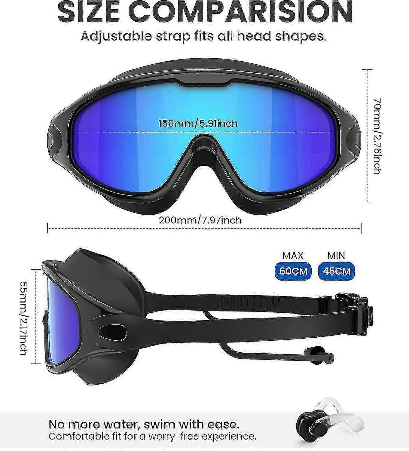 Goggles Swimming Adult Swim-Goggles: Wide View with UV400 Protection ...