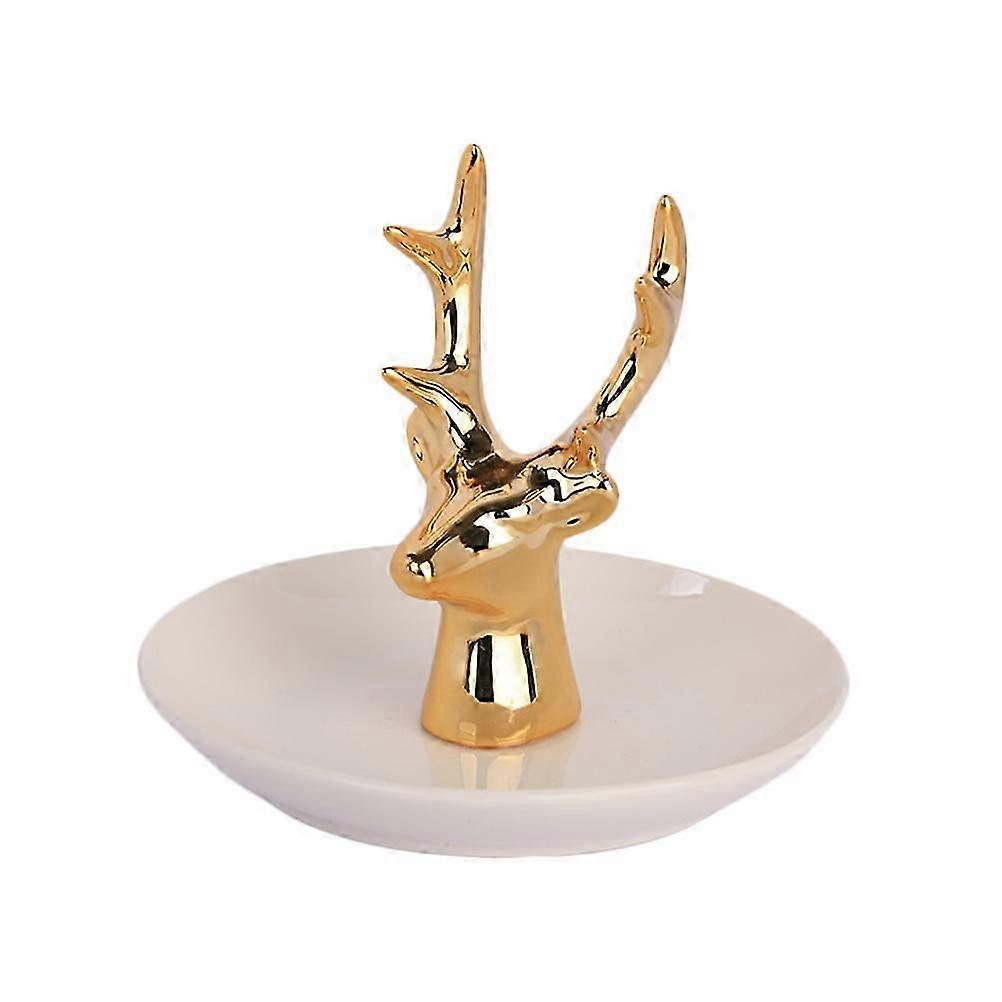Cute Deer Shaped Jewelry Tray Golden Deer Ceramic Ring Dish Organizer ...