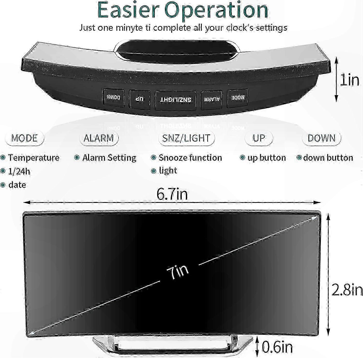 LED Mirror Alarm Clock with Temperature, Date, Silent Operation, Night ...