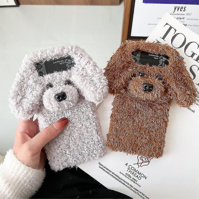 Cute Furry Dog Case Compatible With Samsung Galaxy Z Flip 3/4, Plush ...
