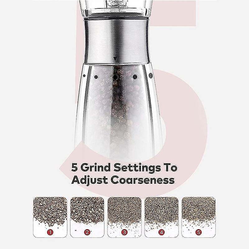 Refillable Pepper Grinders 5 Coarseness Fit Pink Himalayan & Sea Salt ...