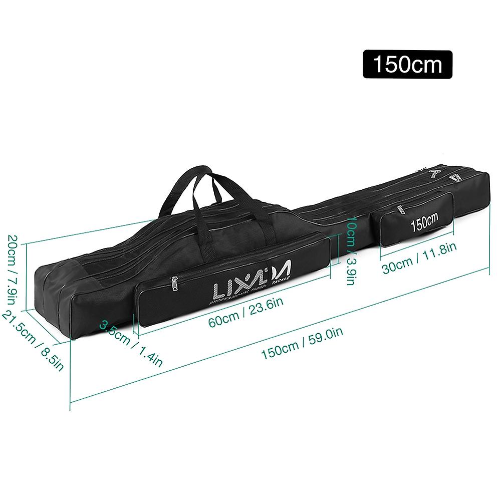 130cm/150cm Three Layers Fishing Bag Portable Folding Fishing Rod Reel Tackle Tool Carry Case ...