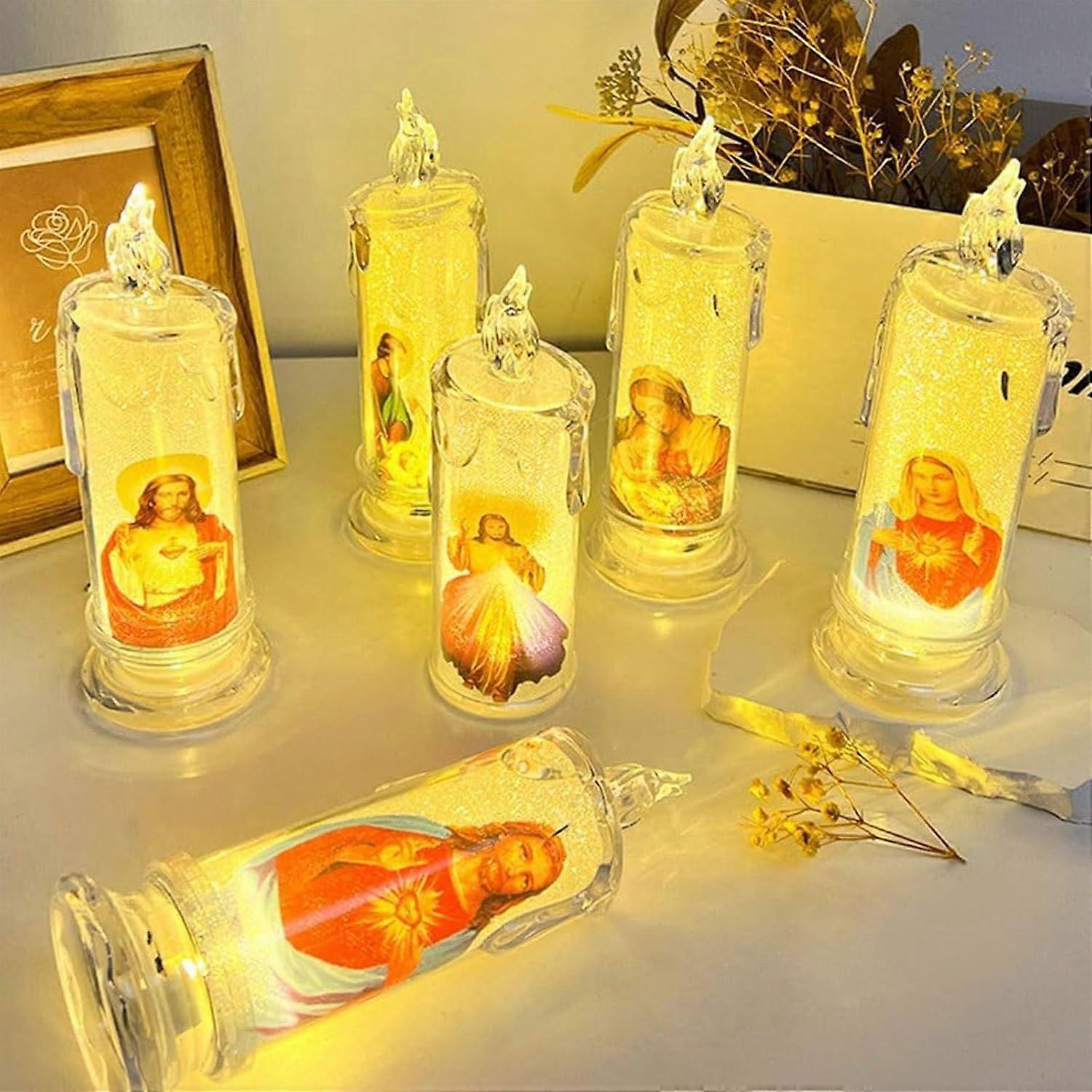 Flameless Devotion Candle LED Prayer Candles Set Catholic Christian ...